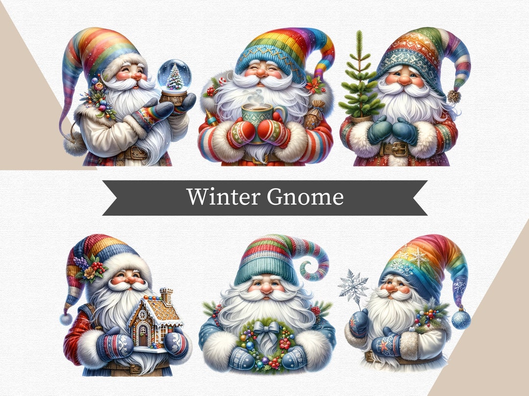 Gnome Clipart, Christmas Clipart, Christmas Gnome Clipart, Winter Gnome ...