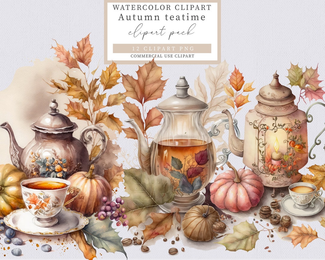 Autumn Teatime Clipart, Autumn Clipart, Fall Clipart, Party Time ...