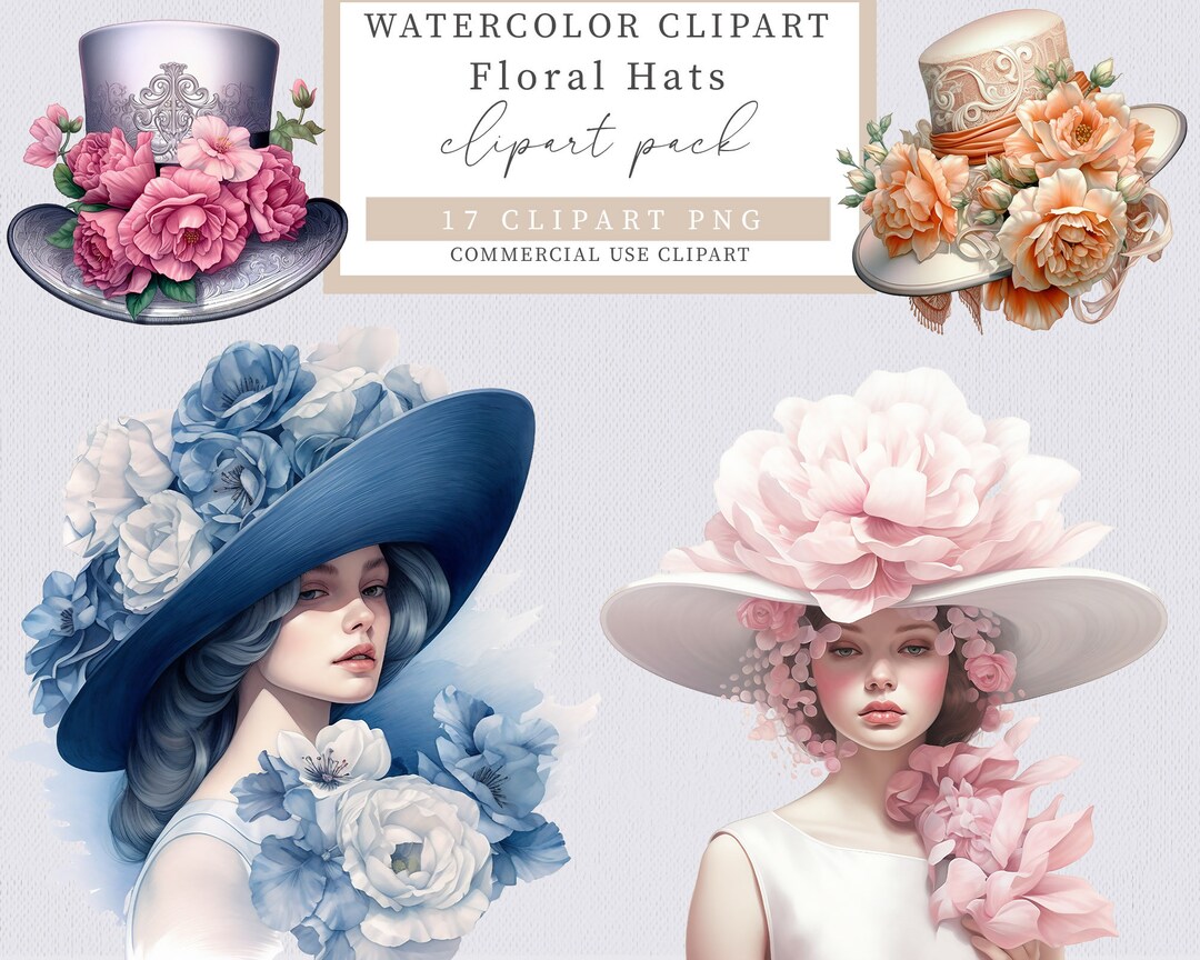 Floral Hats Clipart, Flowers Clipart, Hat Clipart, Floral Hats Png ...