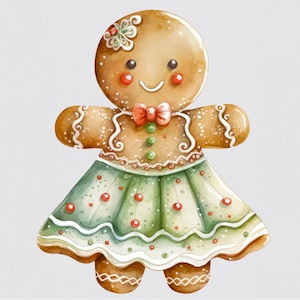 Watercolor Gingerbread Girl Clipart, Gingerbread Clipart, Christmas ...