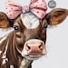 Cute Cow Clipart, Cow With Bow Clipart, Cow Clipart, Watercolor Clipart ...