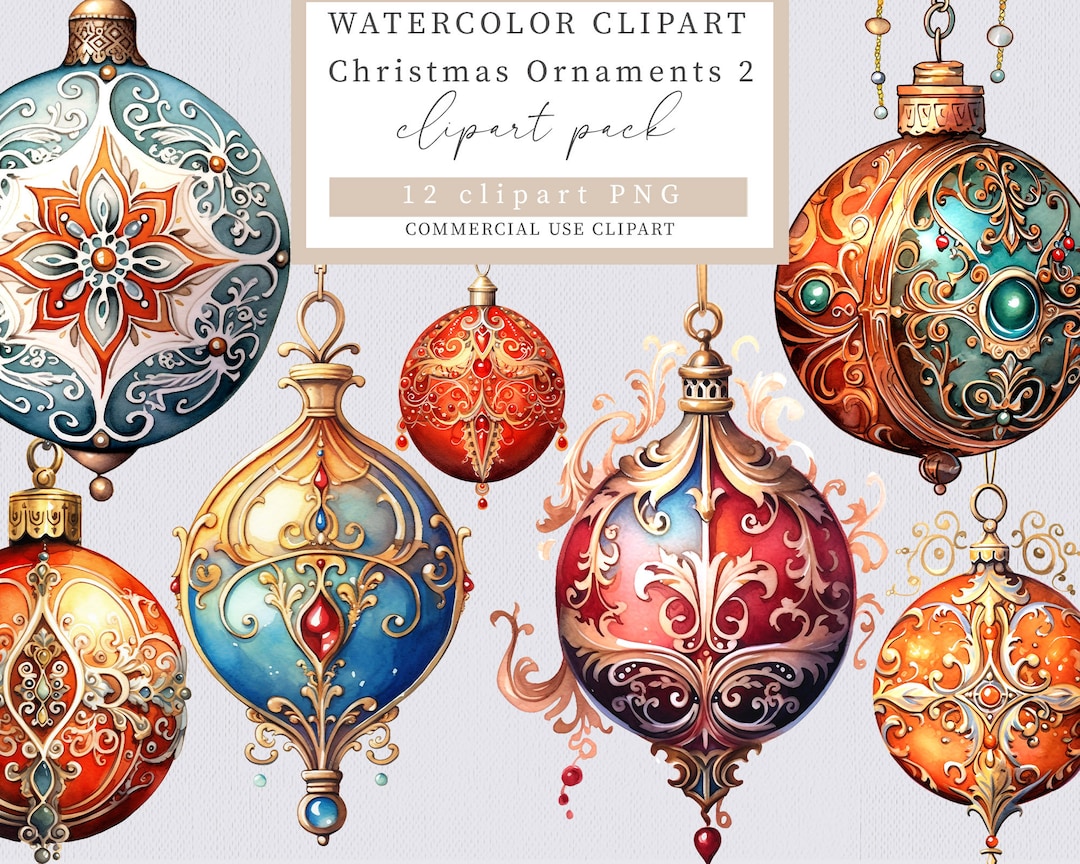 Christmas Balls, Christmas Balls Clipart, Winter Clipart, Watercolor ...