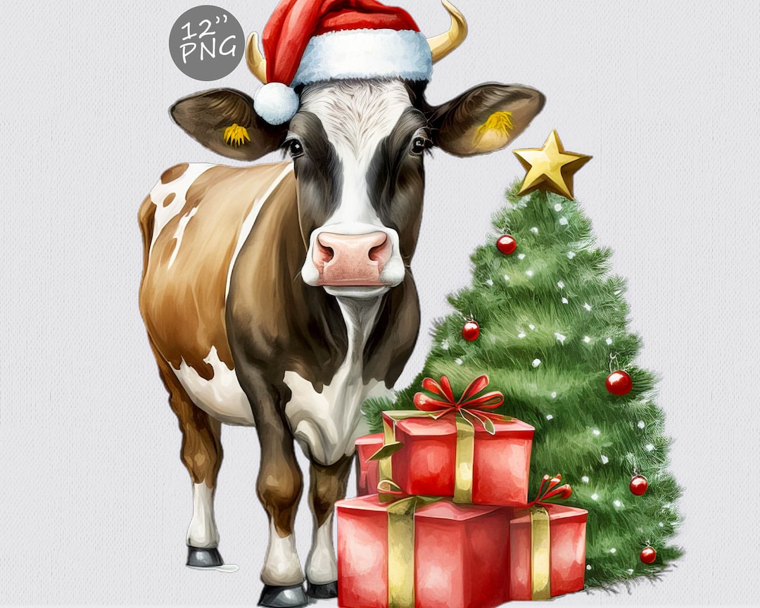 Dairy Cow Clipart, Cow Clipart, Christmas Clipart, Christmas Cow ...