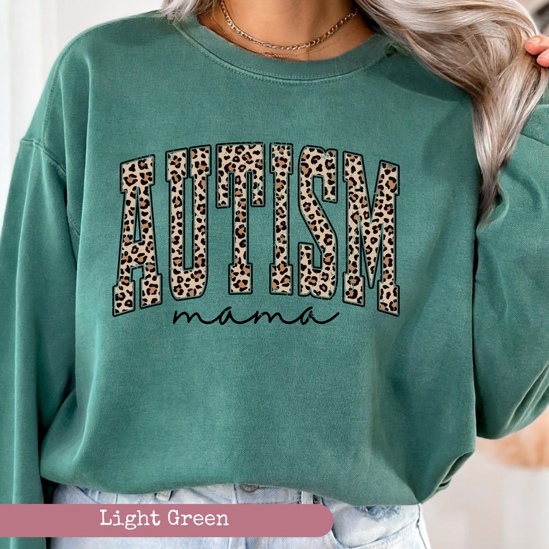 Comfort Colors® Leopard Autism Mama Sweatshirt, Autism Mom Sweatshirt ...