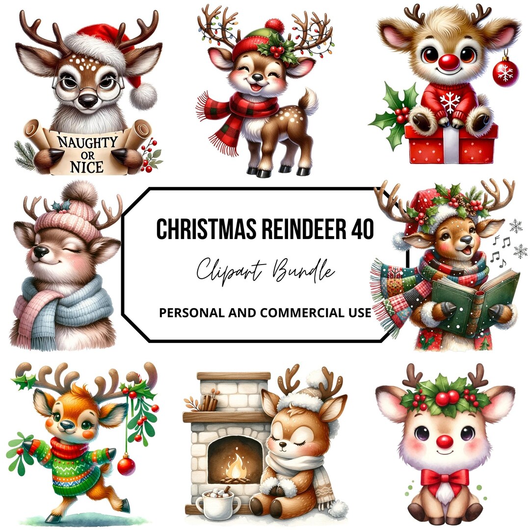 Reindeer Bundle Clipart Reindeer Clipart Christmas Clipart Christmas ...