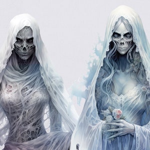 Ghost Bride Clip Art, Ghost Clip Art, Watercolor Clip Art, Halloween ...