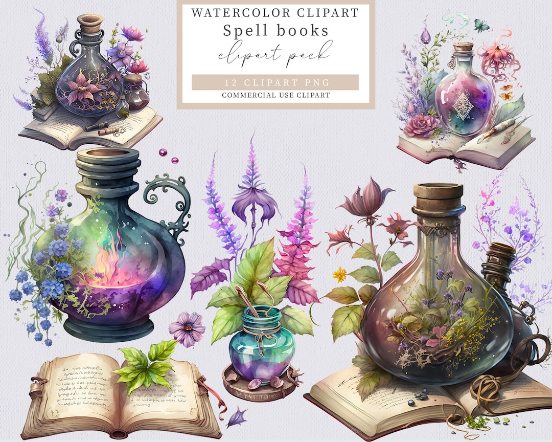 Spell Book Clip Art, Spell Book PNG, Halloween Clip Art, Book Clip Art ...