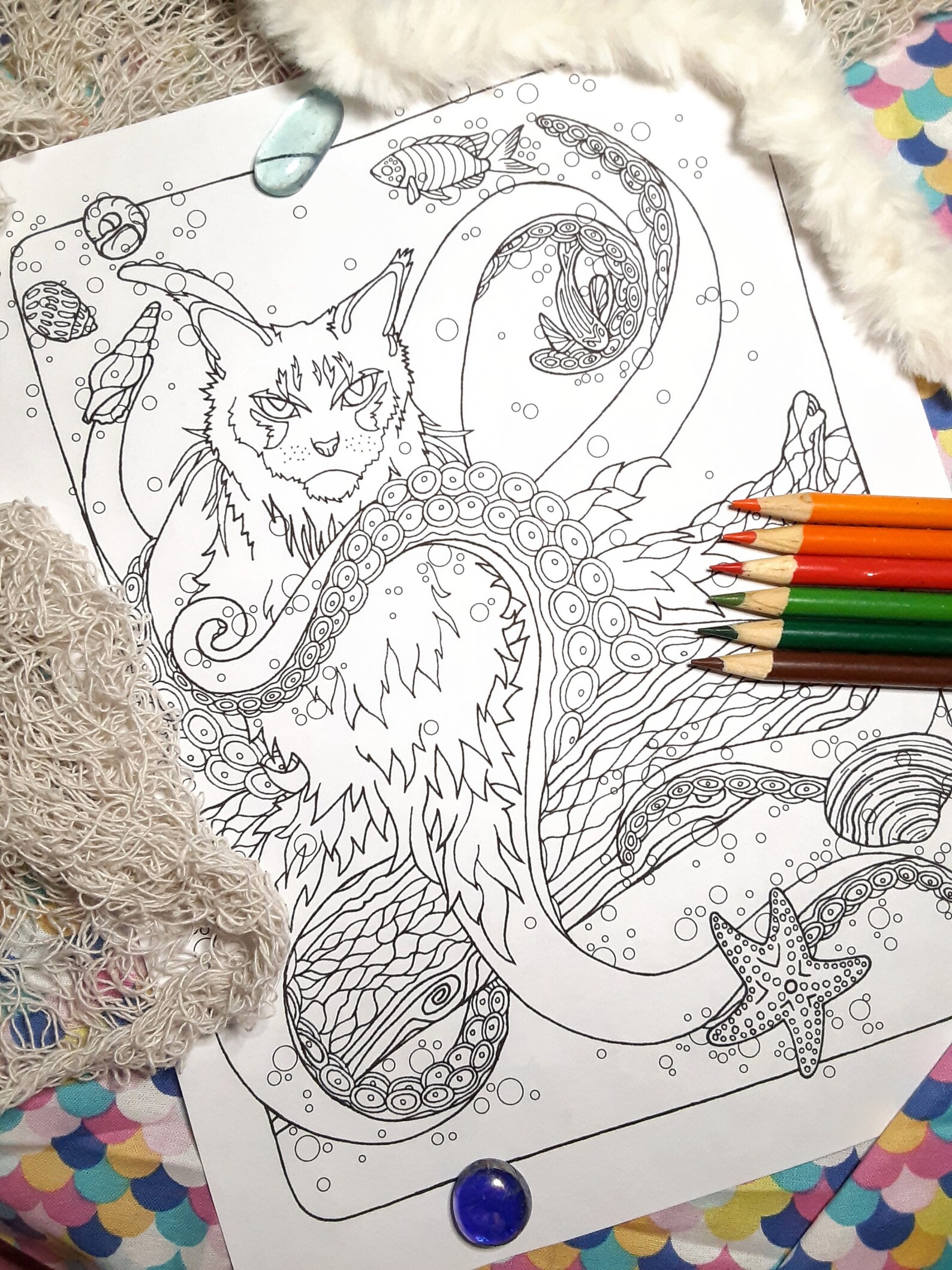 5 Set, Downloadable Coloring Pages, Cryptids Printable, Under the Sea ...