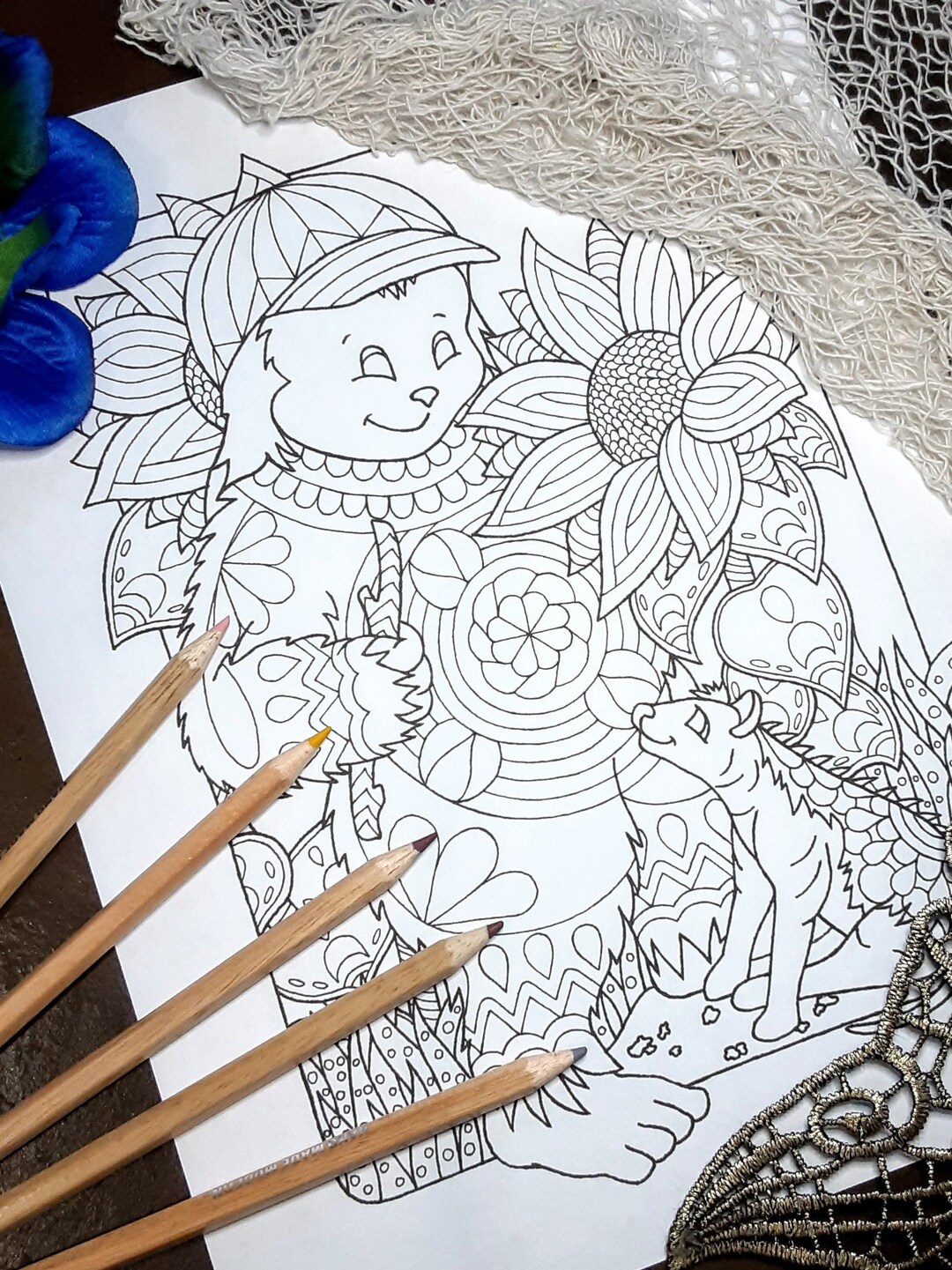 Bigfoot Coloring Pages, Cryptid Print, Chupacabra, Sunflowers, Digital ...