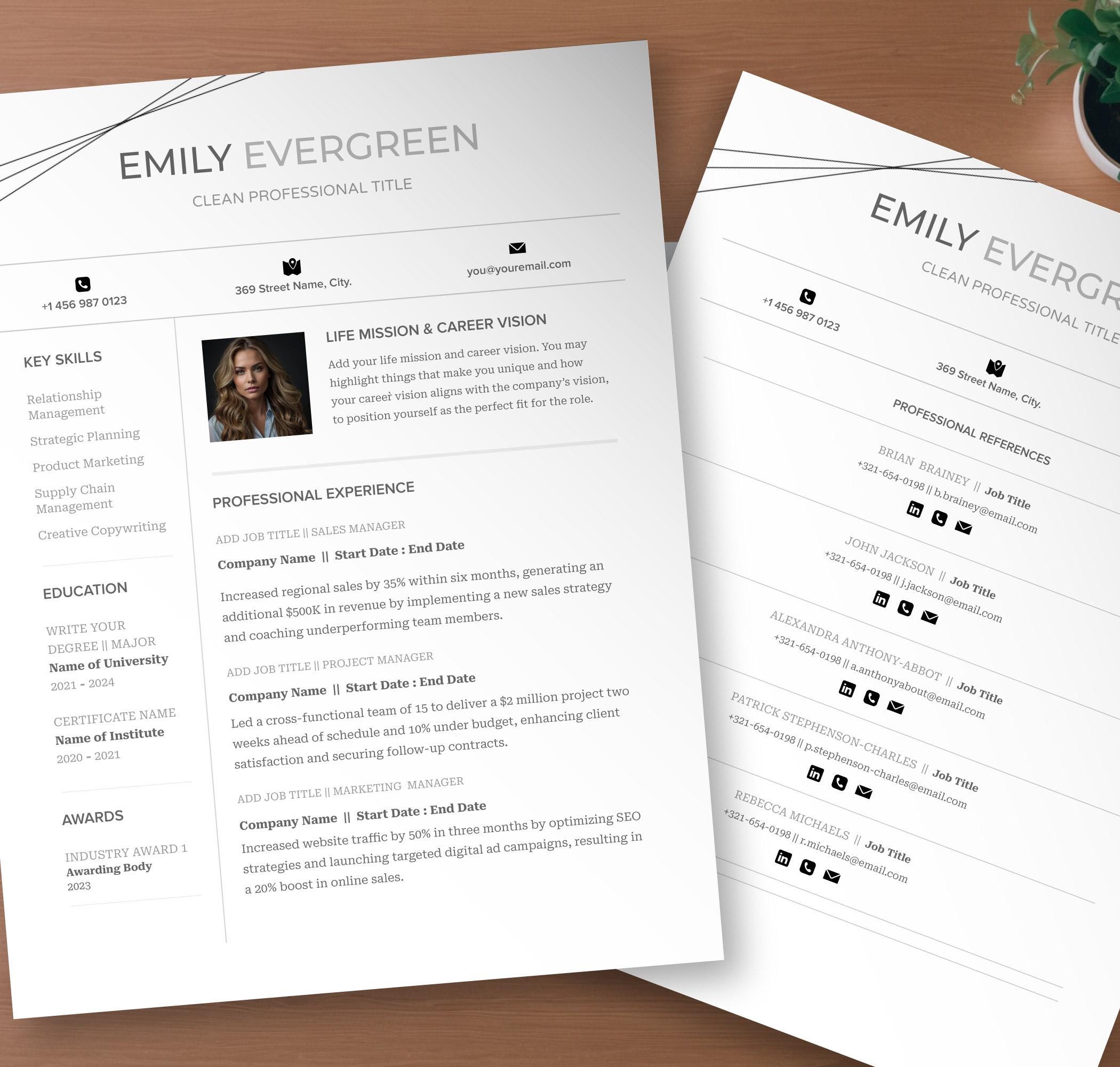 CV Format With Photo Google Docs Business Card References Template 3 ...
