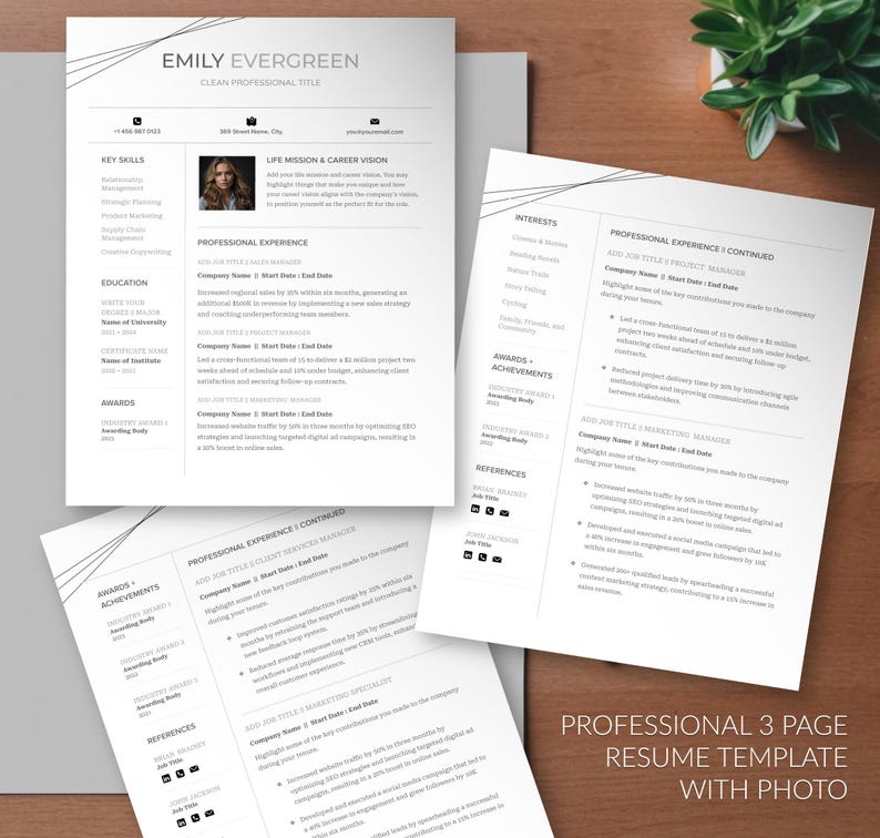 CV Format With Photo Google Docs Business Card References Template 3 ...