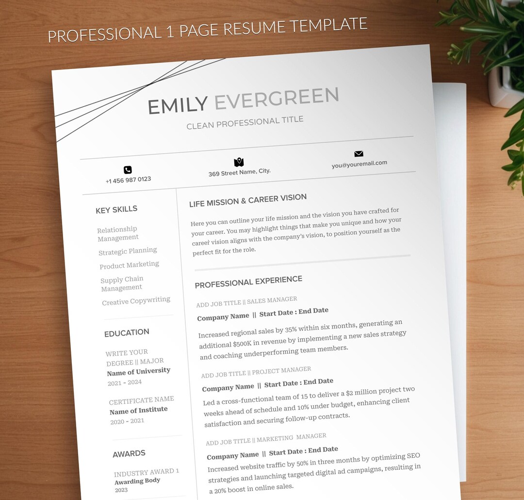 Clean Resume Format | 2 Page | Google Docs | Business Card Template ...