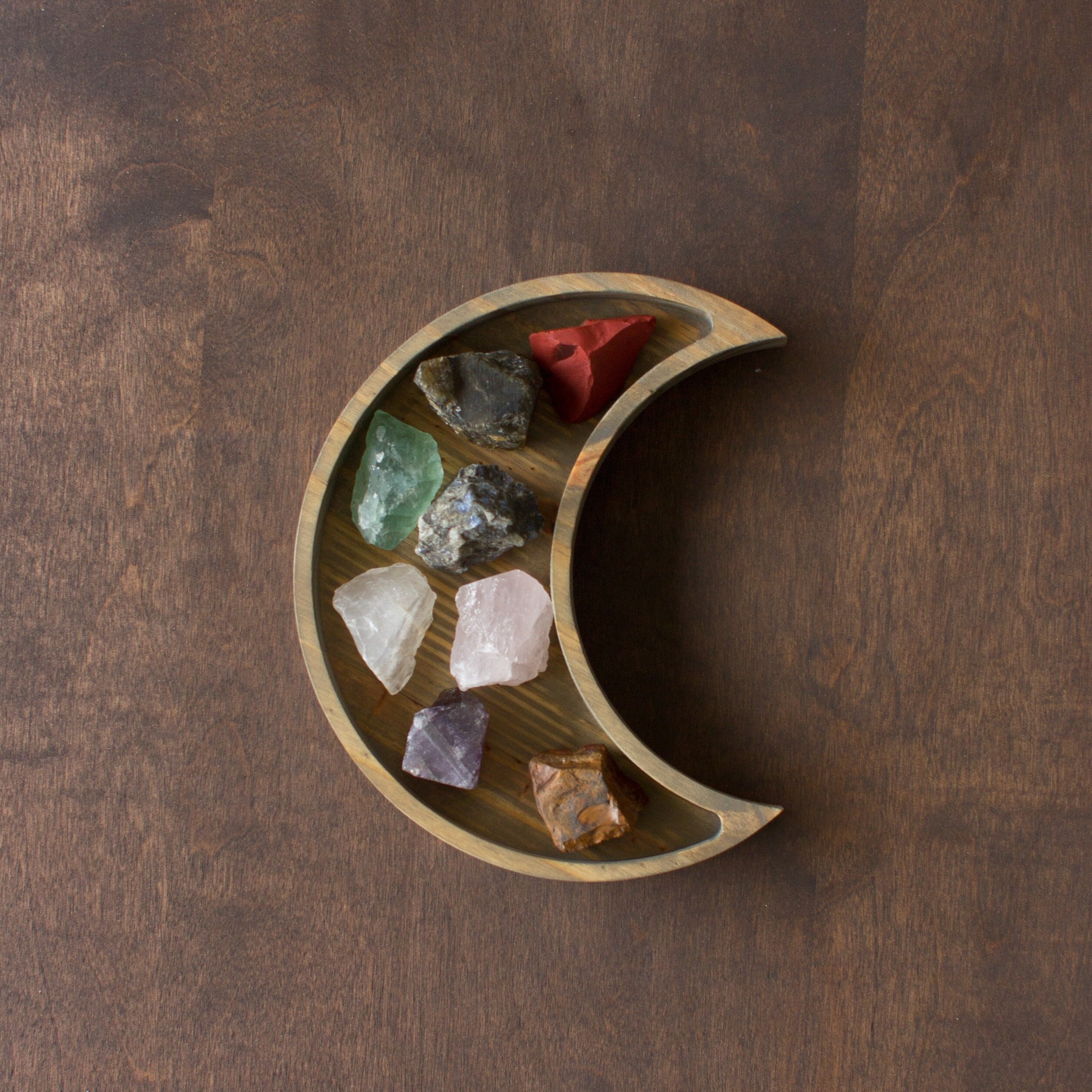 Moon Crescent Crystal Tray Stained Wooden Crystal Tray - Etsy