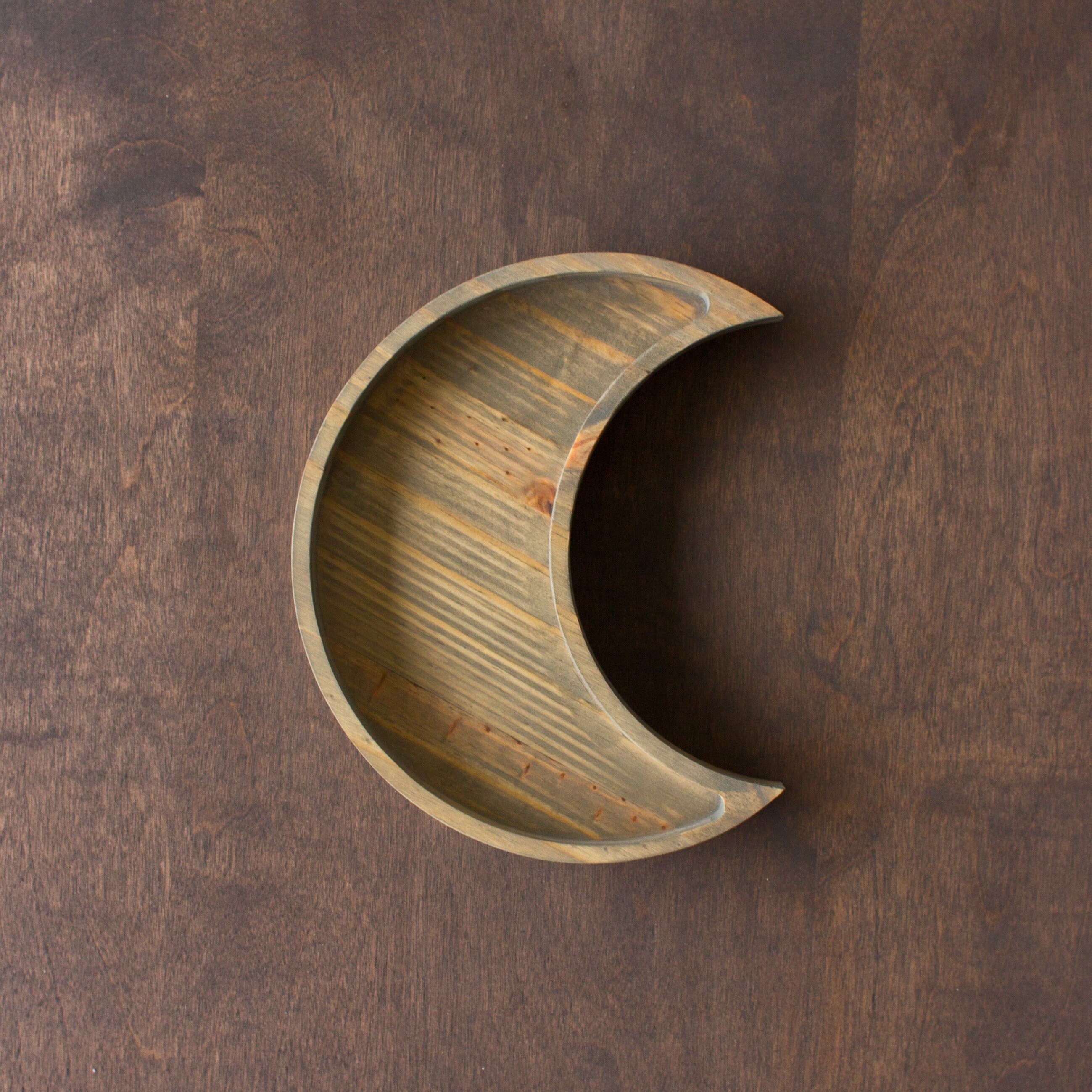 Moon Crescent Crystal Tray Stained Wooden Crystal Tray - Etsy