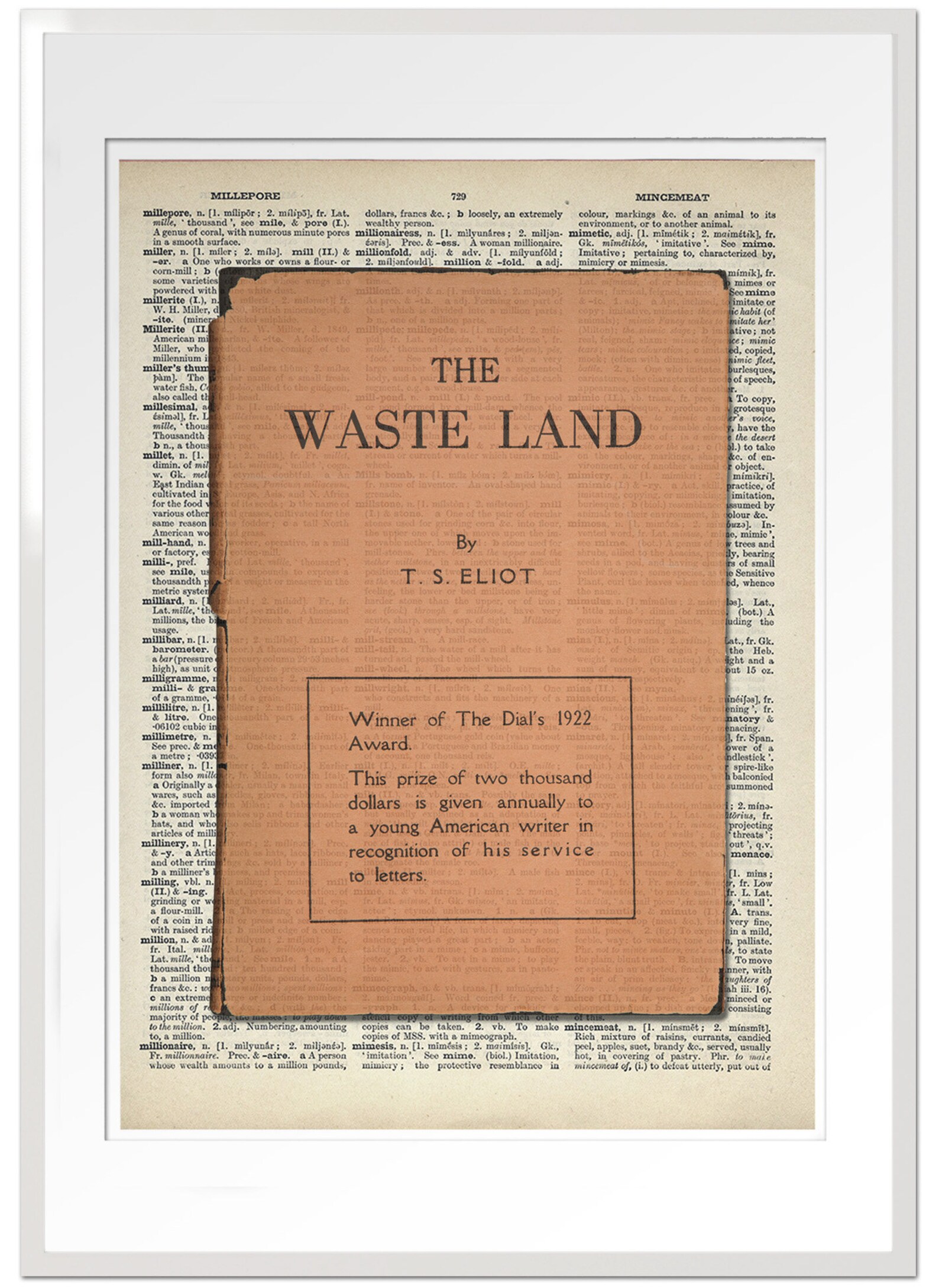 The Waste Land by T.S Eliot First Edition Cover Dictionary | Etsy