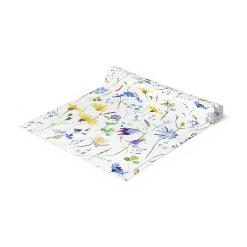 Summer Flowers Table Runner, Wildflowers Table Linens, Spring Table ...