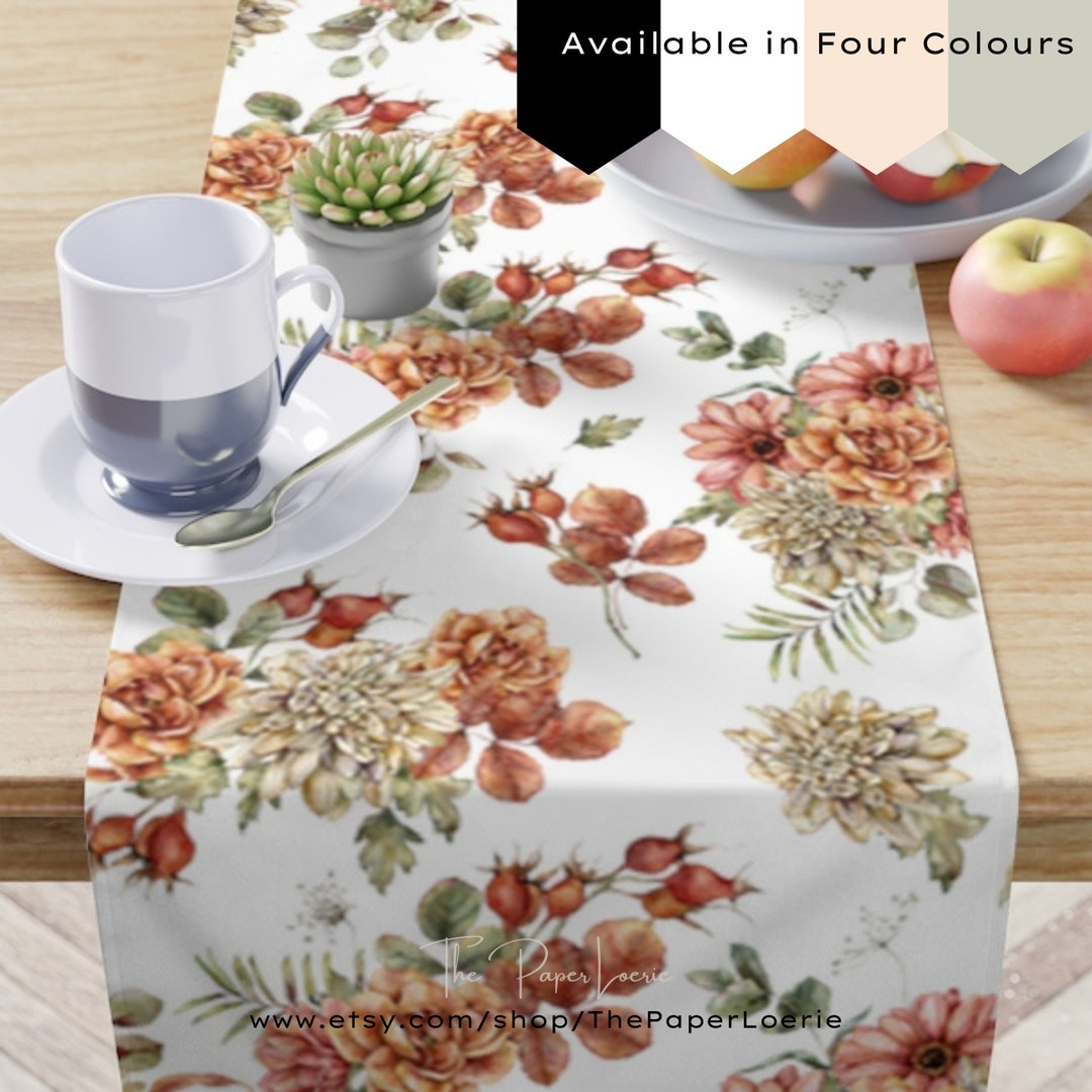 Autumn Floral Table Runner Rustic Farmhouse Decor Cottagecore Fall ...