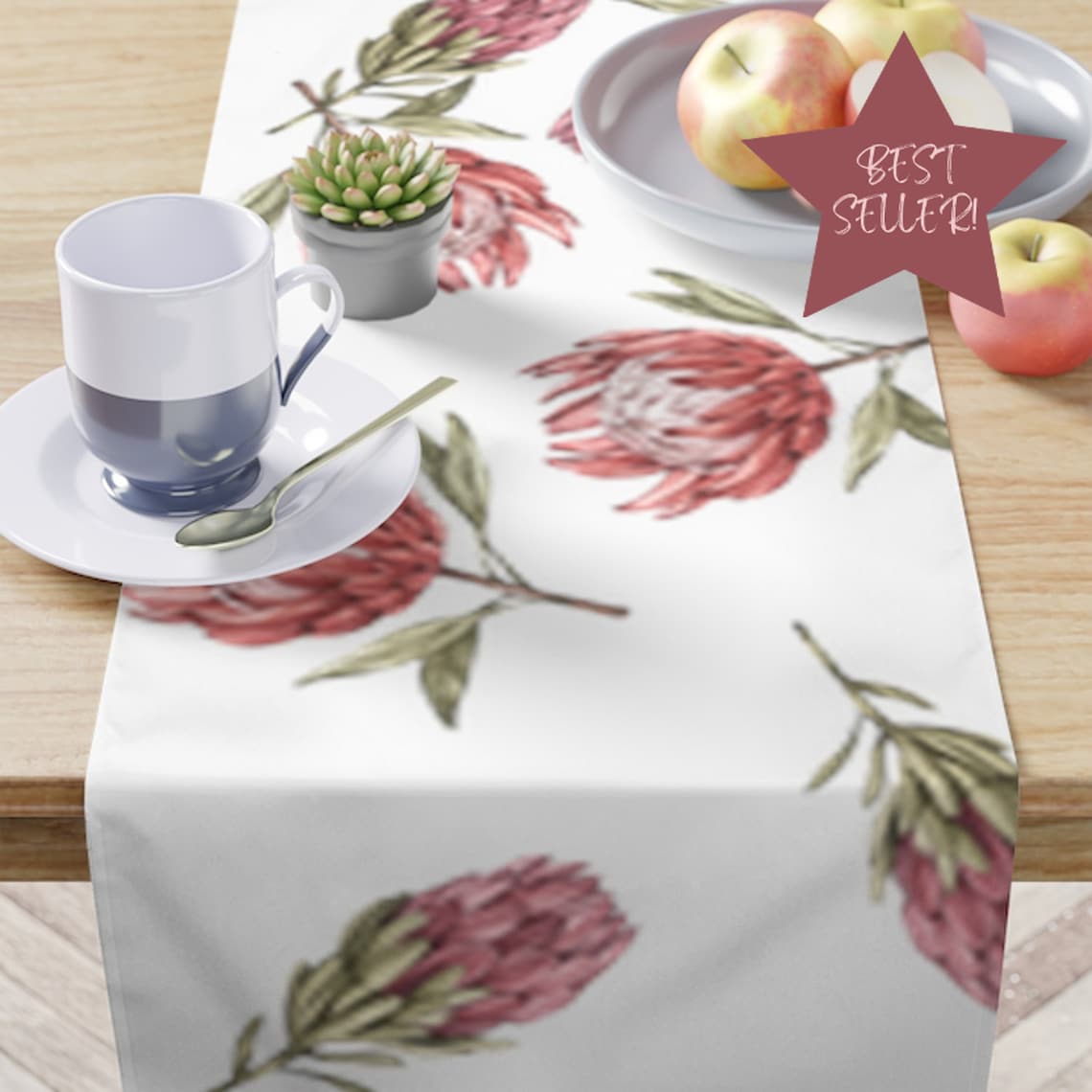 South African Protea Table Runner, Tropical Floral Dining Table Linens, Boho Home Decor, Mother ...