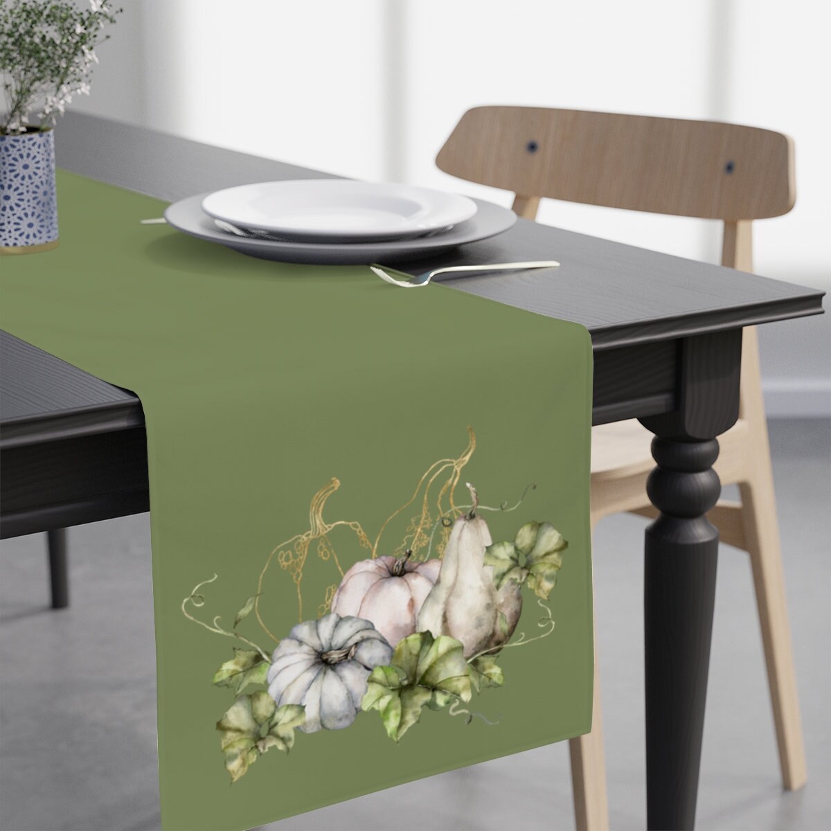 Pumpkin Table Runner, Minimalist Table Runner, Holiday Table Linens, Elegant Farmhouse Decor ...