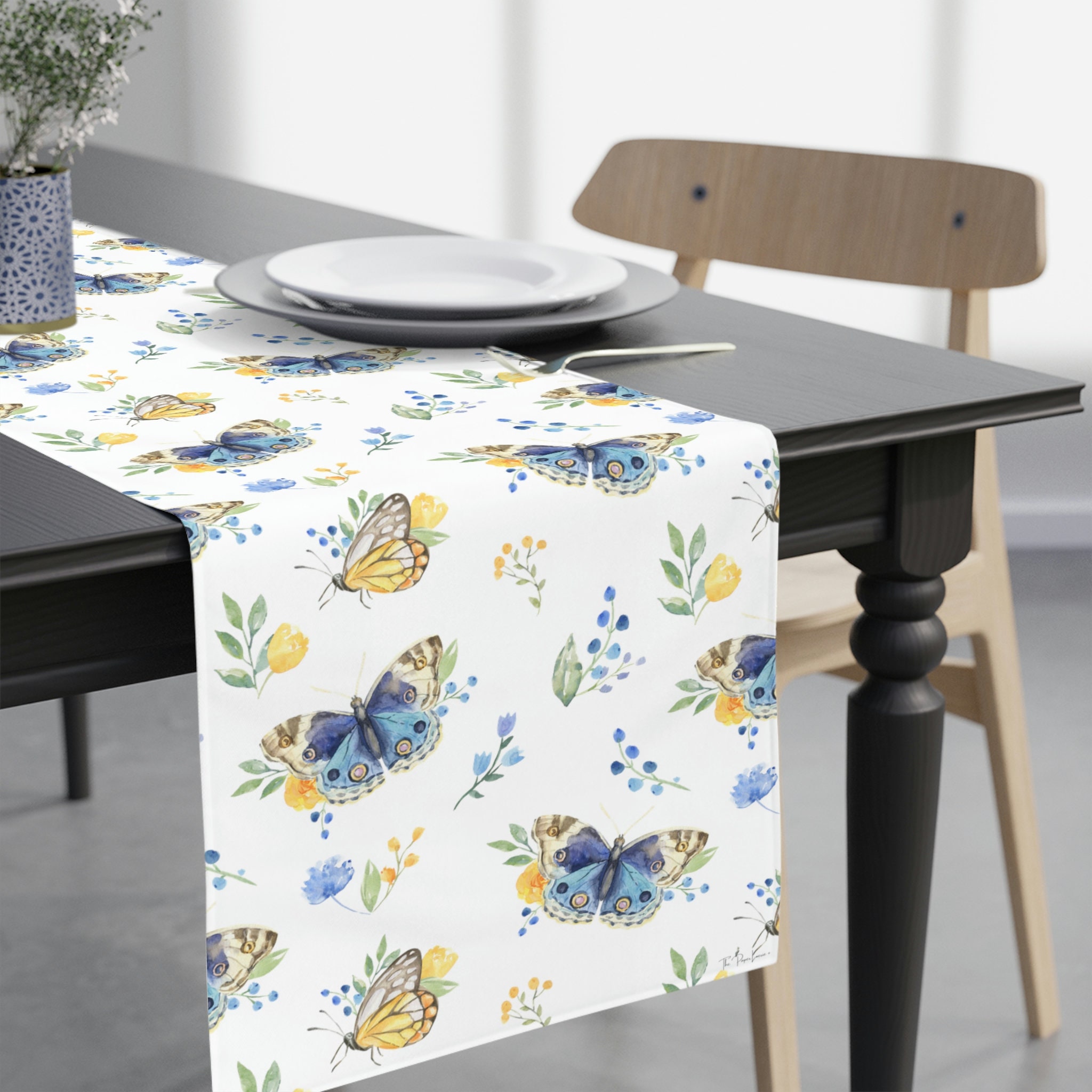 Butterfly Table Runner, Butterfly Table Linens, Spring Summer Dining ...