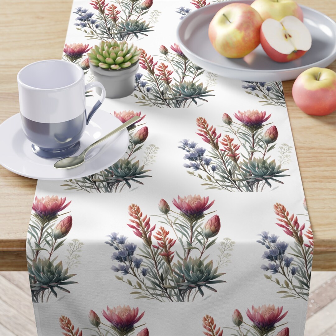 Fynbos Table Runner Protea Dining Table Linen South African Floral Decor Boho Succulent ...