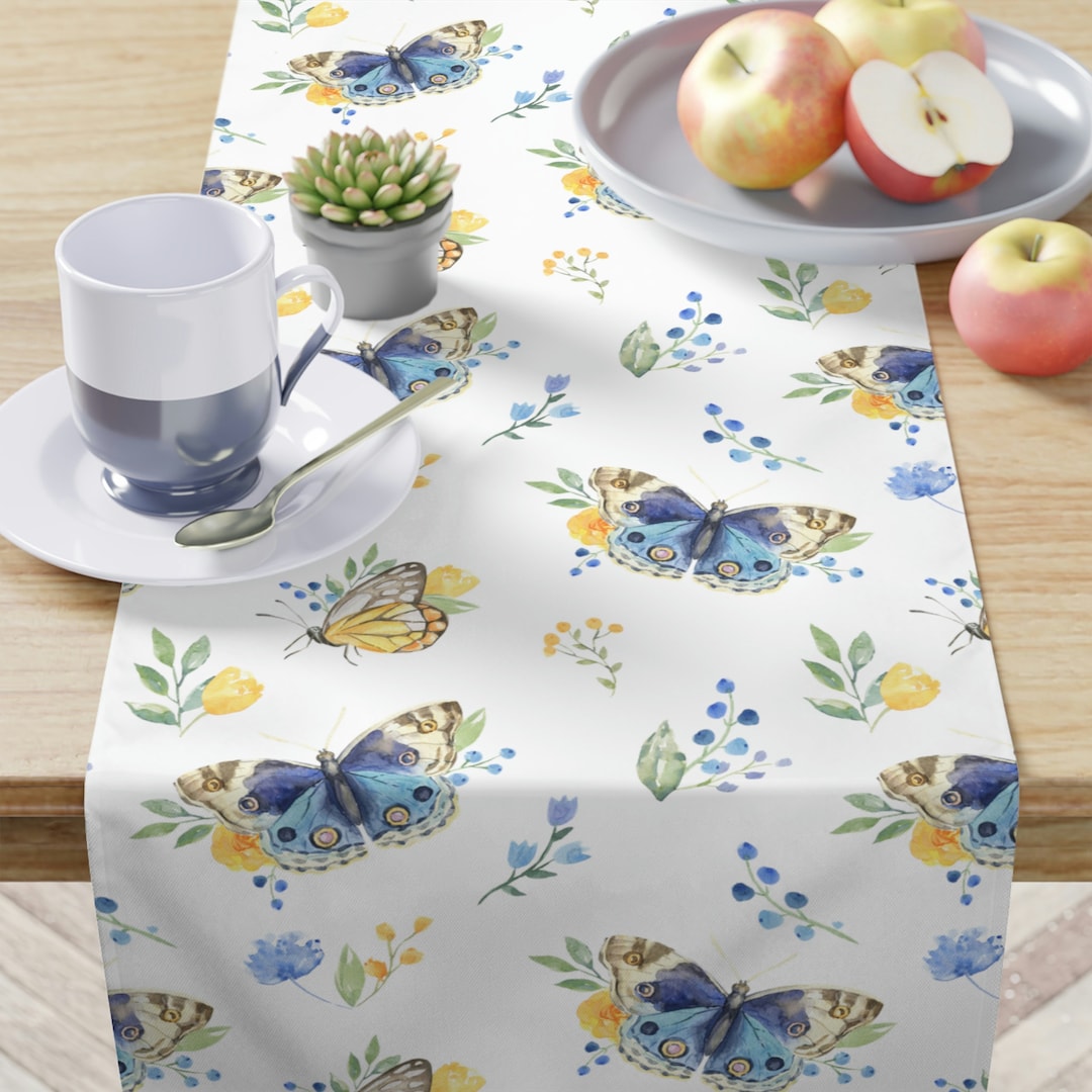Butterfly Table Runner, Butterfly Table Linens, Spring Summer Dining ...