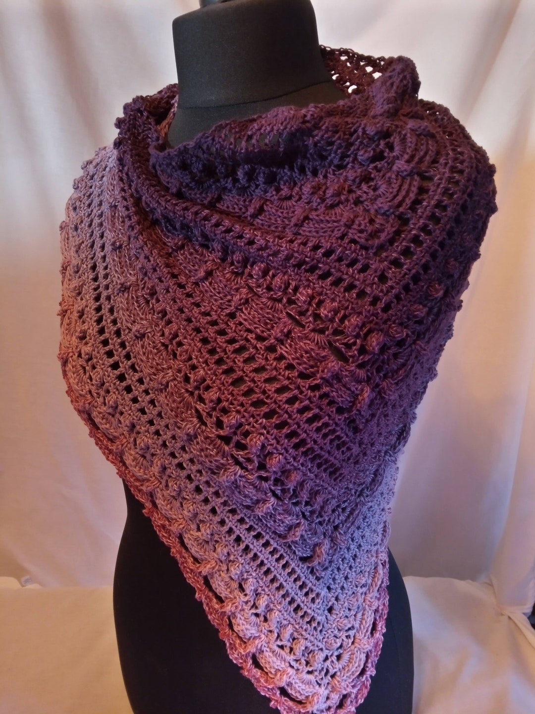 Dark Purple Crochet Triangle Wrap/scarf - Etsy