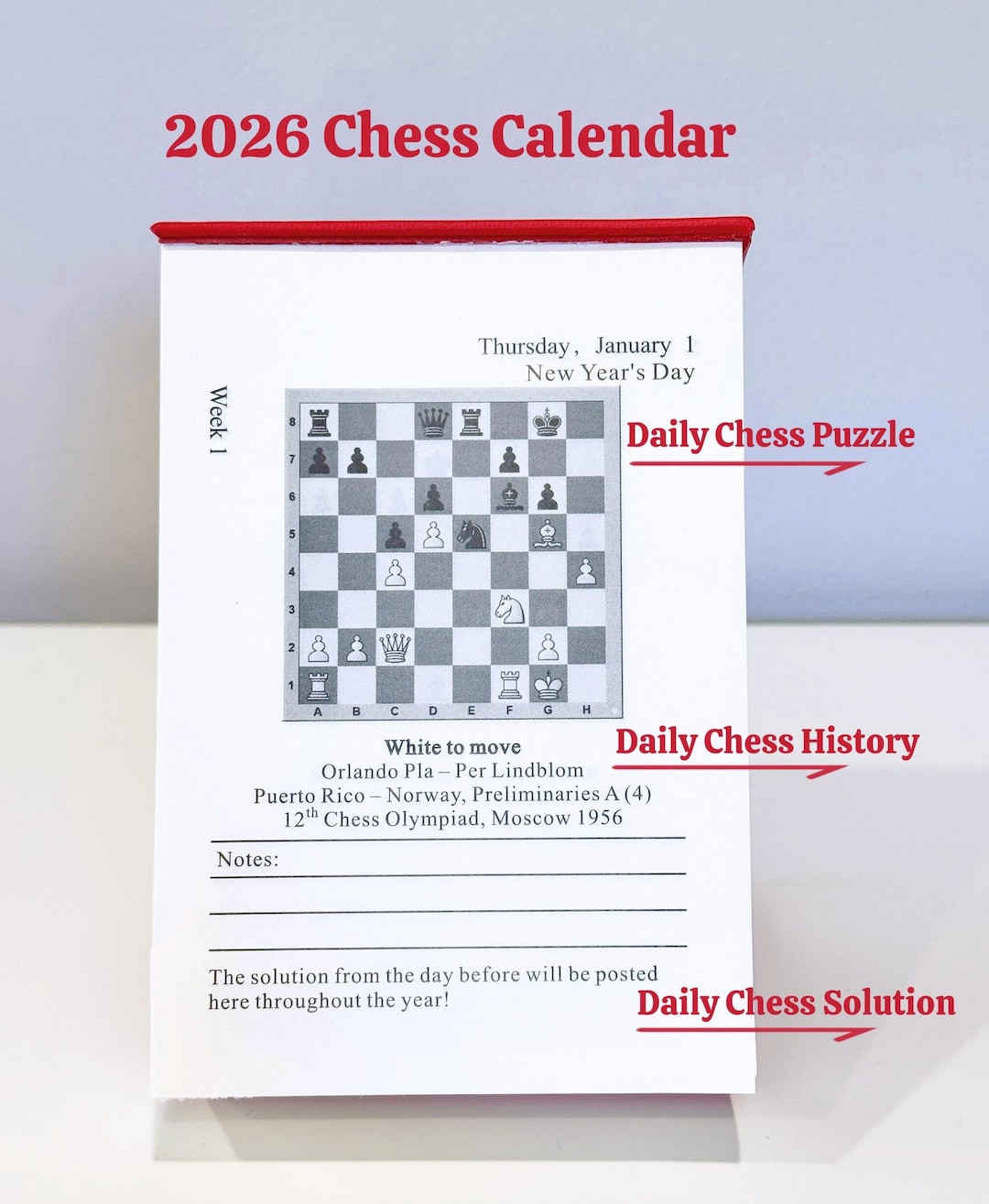 2026 Chess Calendar – Daily Puzzles & Chess History - Etsy