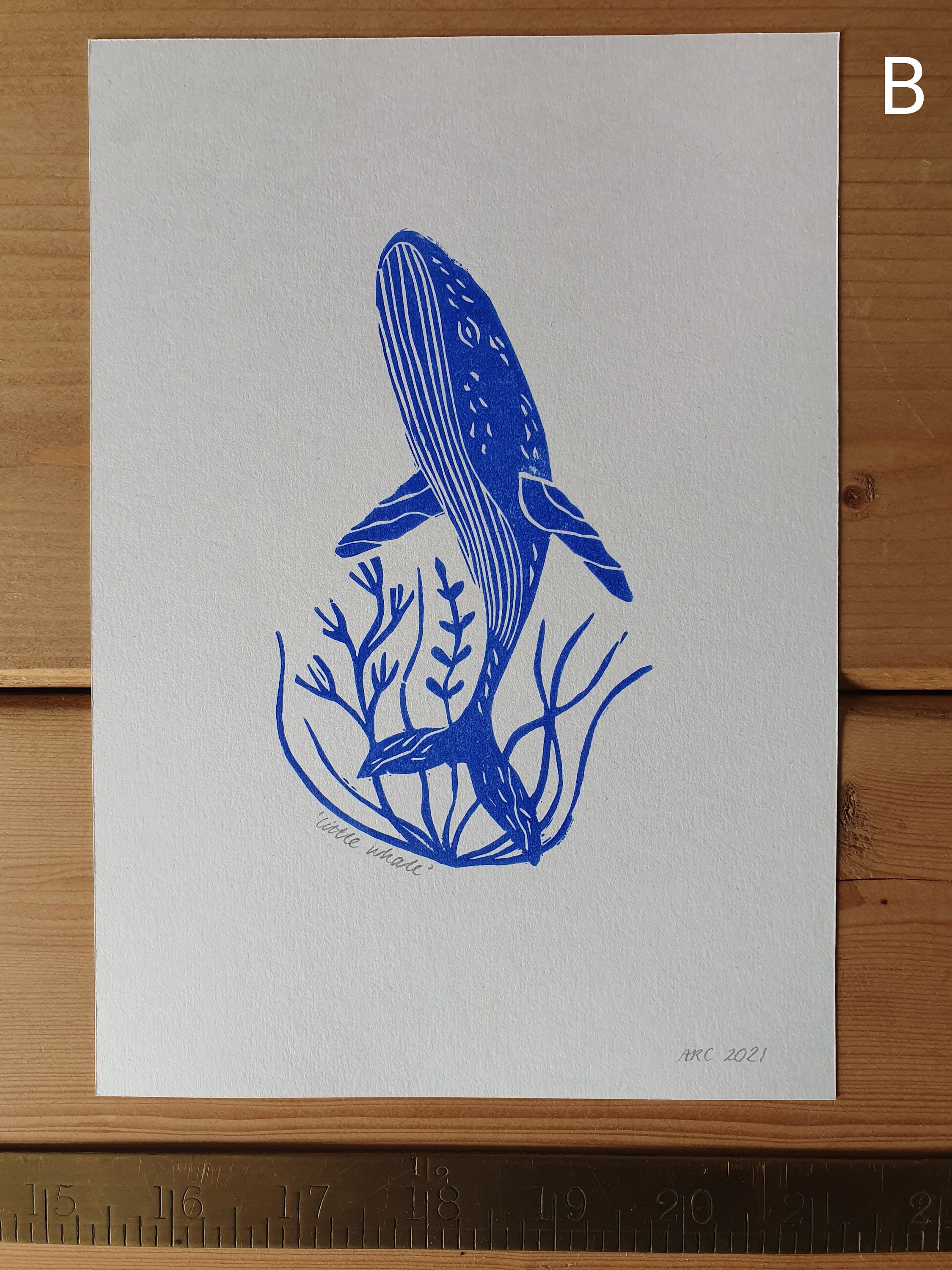 Original linocut 'little whale' - Etsy.de
