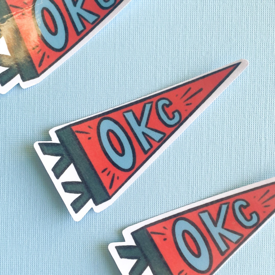 Oklahoma City OKC Pennant Waterproof Vinyl Sticker - Etsy