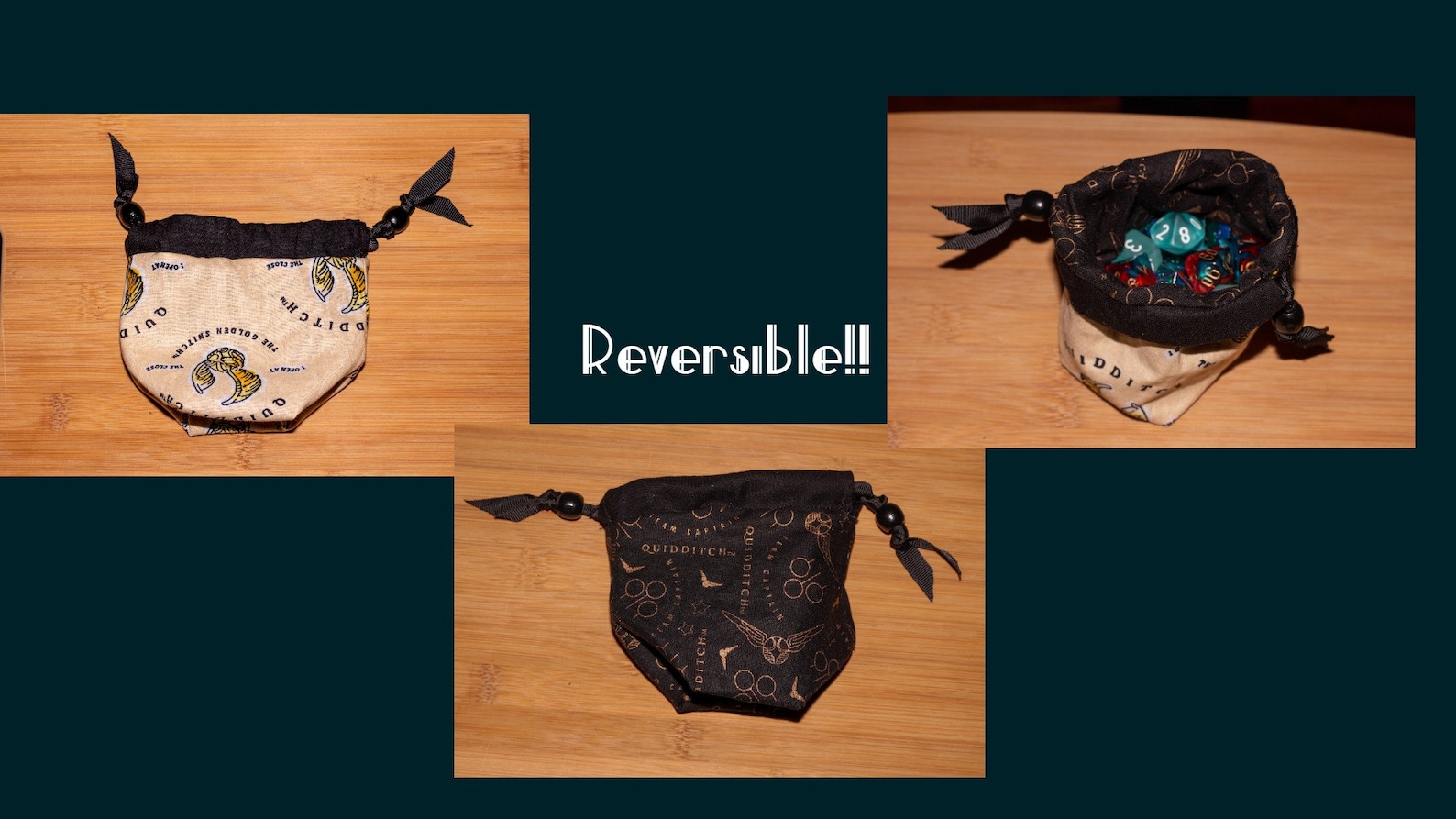 Custom D&D Dice Bag (small) || Personalized, Reversible, Handmade, 100 ...