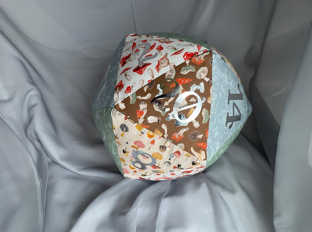 Giant Plush D20 Mushroom Pillow, Patchwork Chonk Dice Throw, Gift for ...