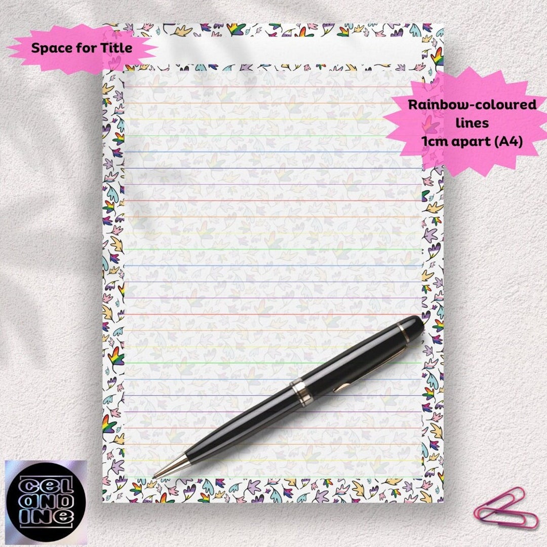 Digital Notepad Download - Rainbow Grids, Lines & Dots - Printable ...