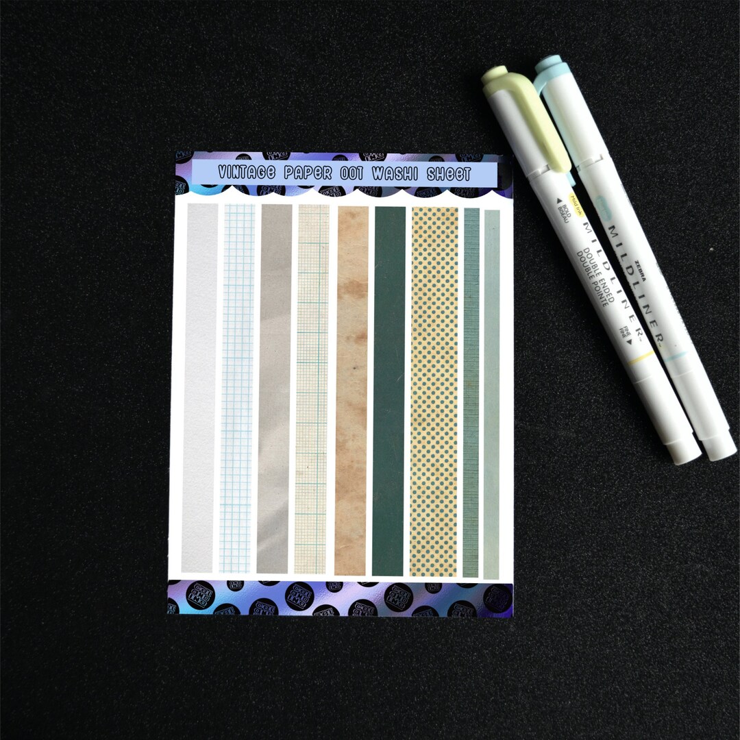 Nostalgic Vintage Paper Effect Washi Tape Strips Matte Sticker Paper ...