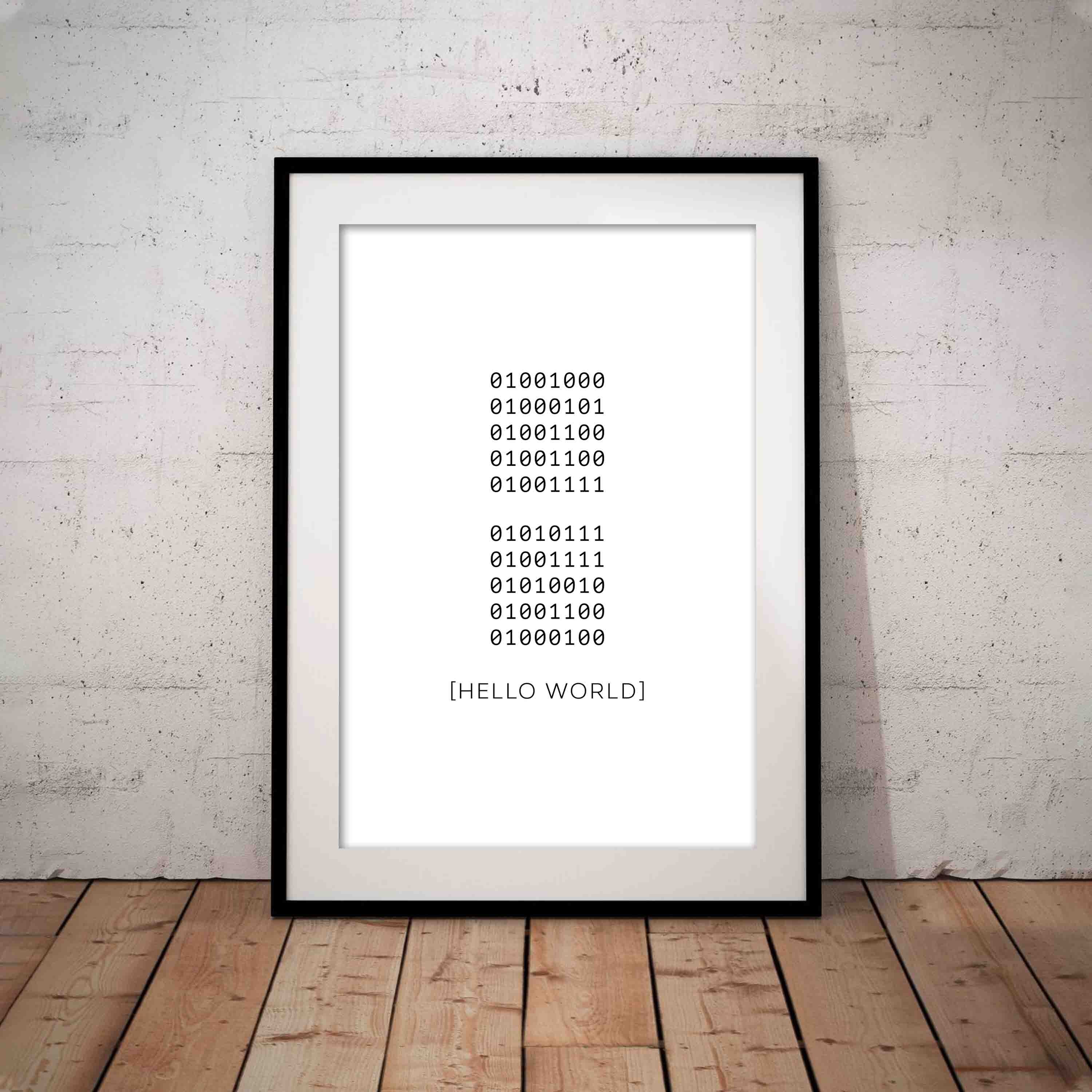 Hello World Binary Code Wall Art Quote Positive Vibes Hello - Etsy