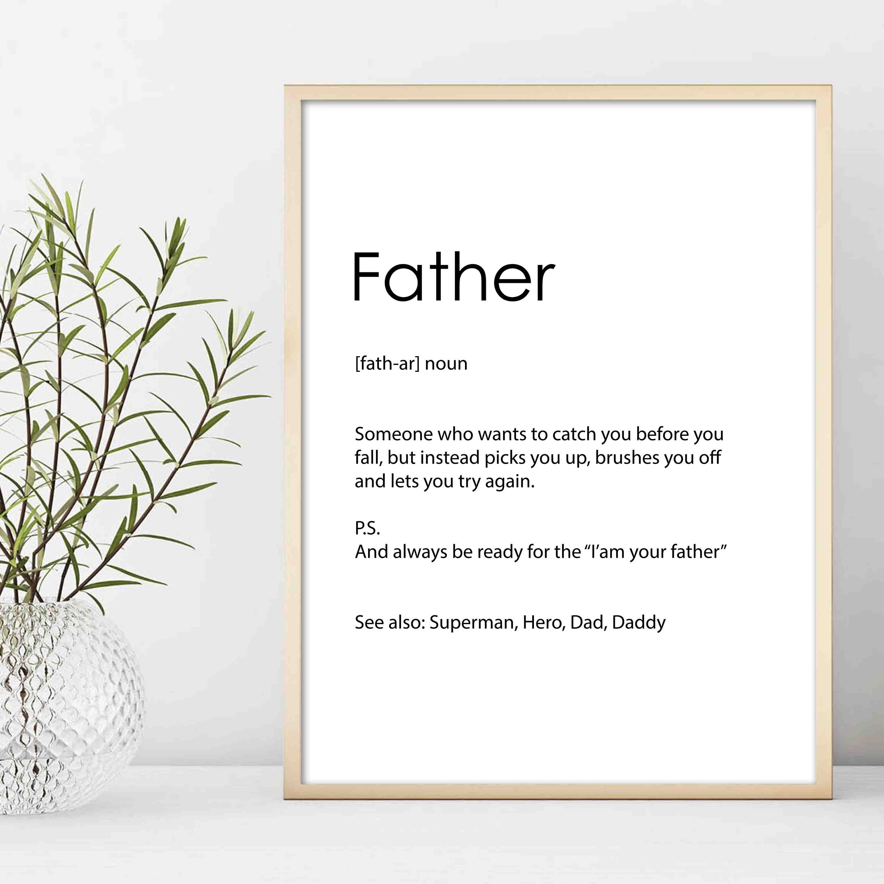 Father Definition Quote Wall Art Gift Love Father Dad Gift | Etsy