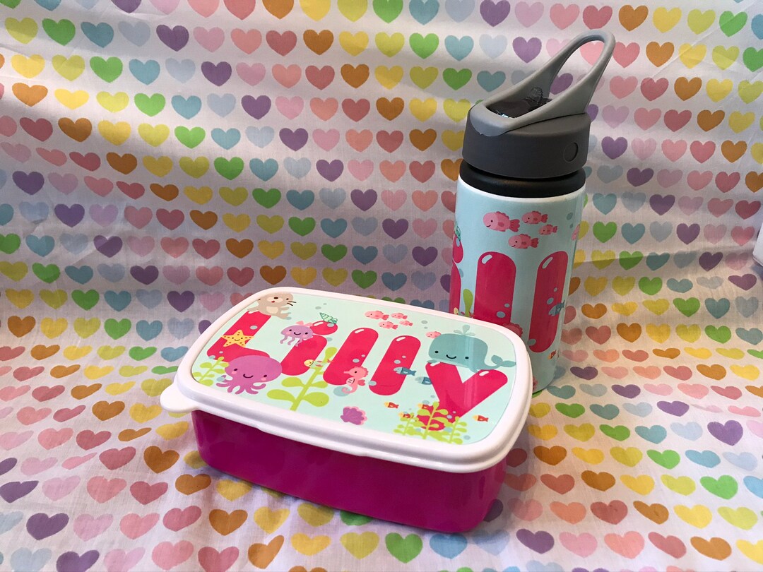 Personalised Kids Water Bottle & Lunch Box Set: Jungle, Wildlife ...
