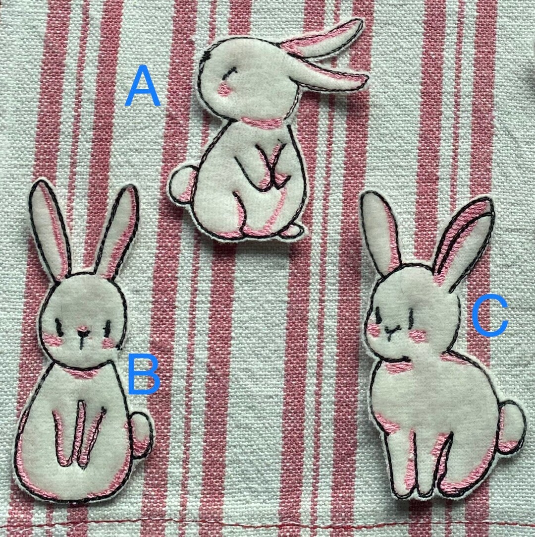 Bunny Iron- on Patch, Bunny Badge, Decorative Patch, Embroidery Patch ...
