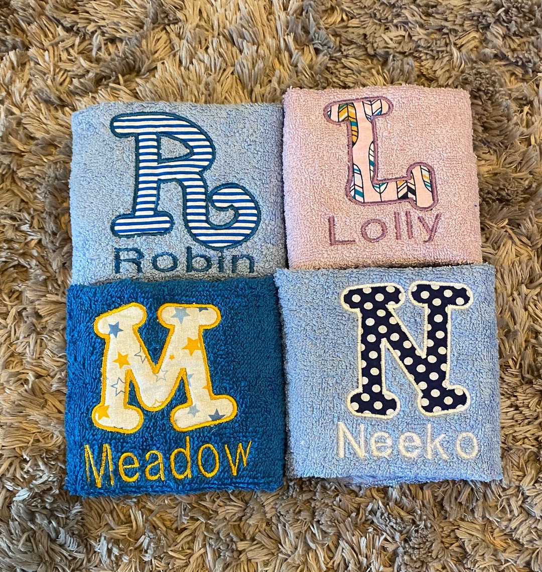 Personalised Embroidered Flannel / Face Cloth. Children's Flannel ...