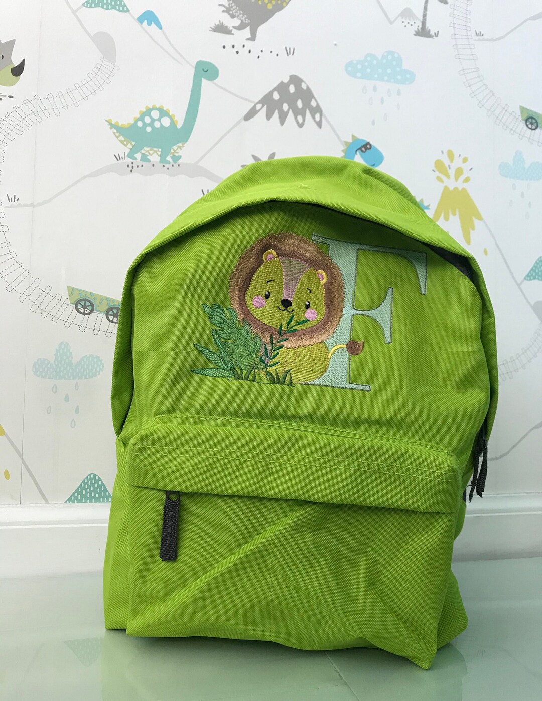Personalised Kids Lion Monogram Backpack, Rucksack, Bag, Embroidered ...