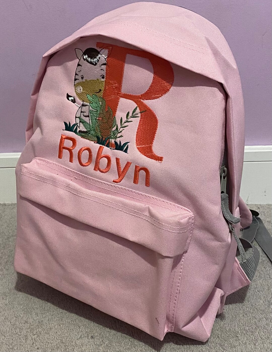 Personalised Zebra Monogram Backpack: Embroidered Kids Rucksack - Etsy