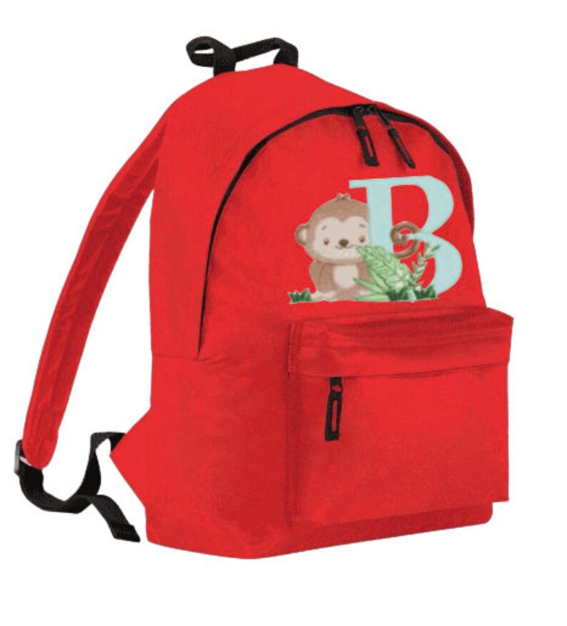 Personalised Kids Monkey Monogram Backpack Rucksack Bag - Etsy