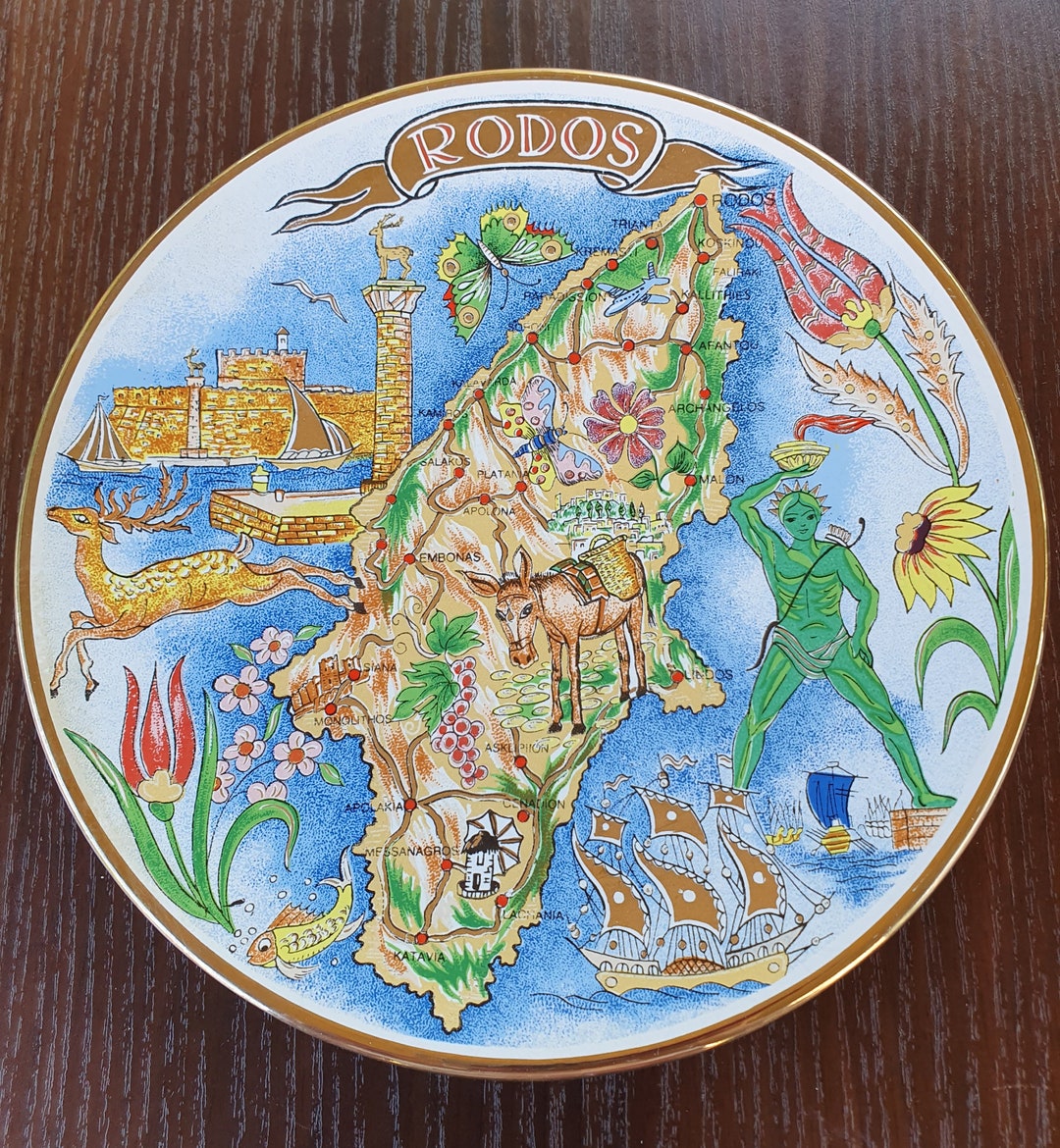 Handmade Greek Rodos 24K Plated Plate Signed by Neofitou - Etsy