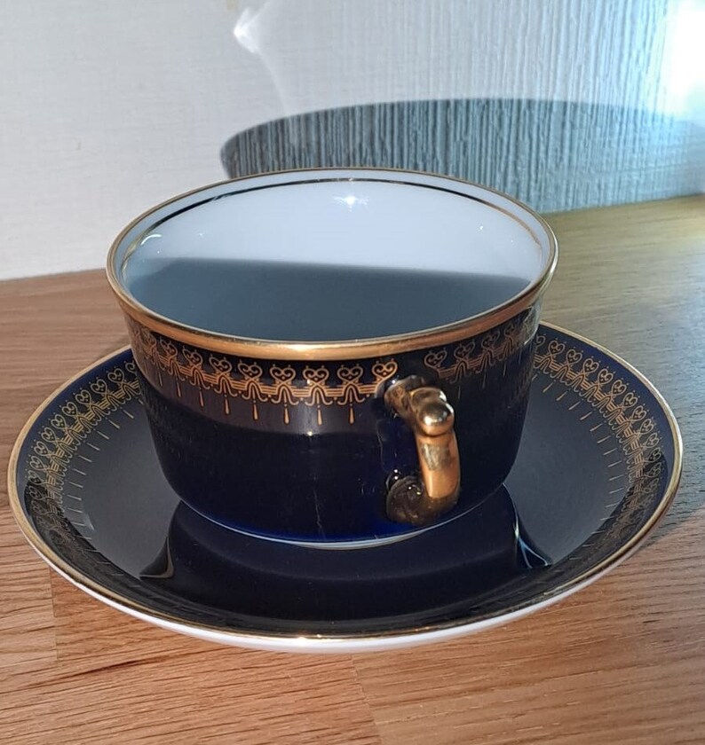 Romanov Collection Cobalt Blue Gold Trim 2 Tea Sets 2 Cups, 6 Saucers ...