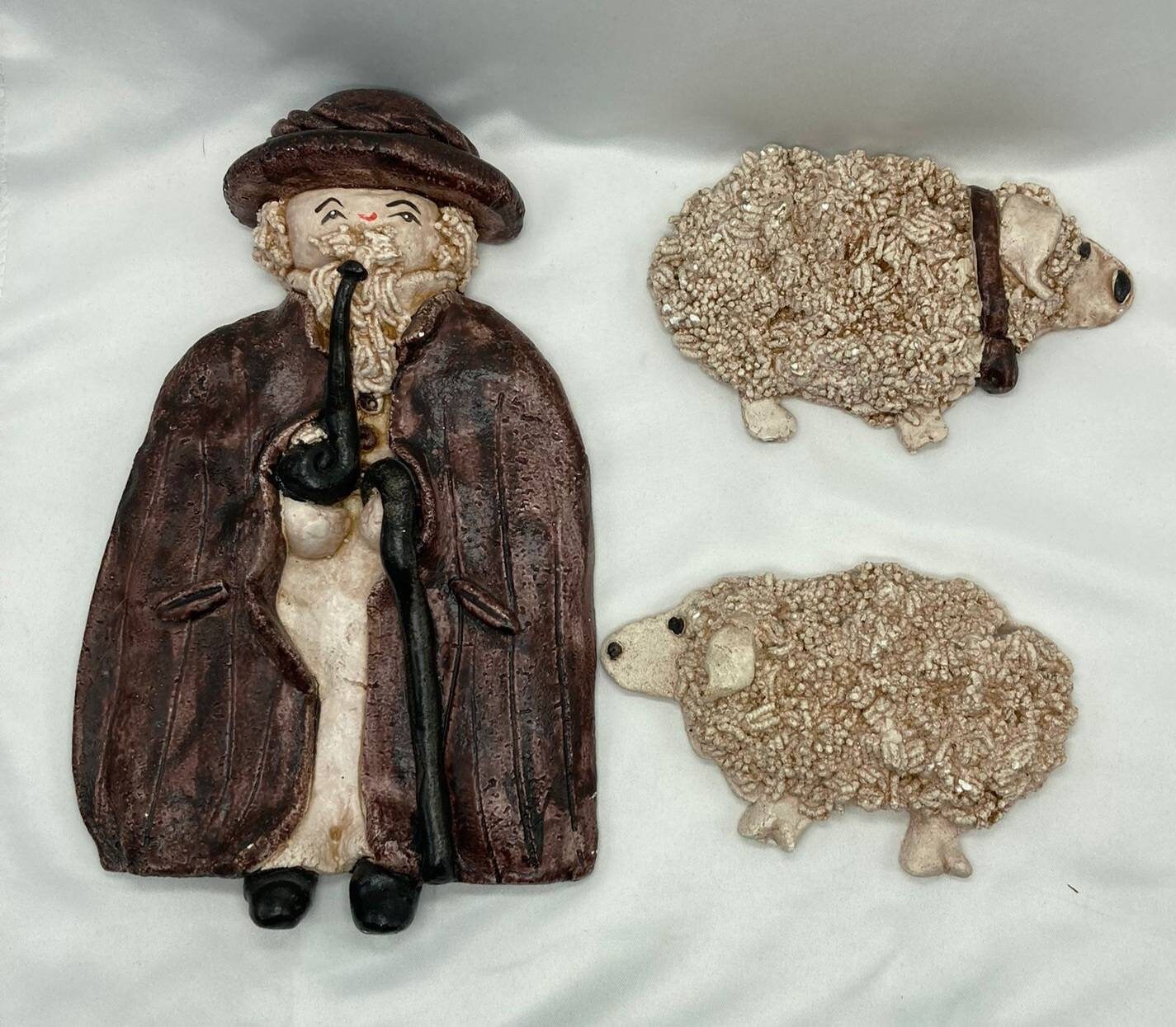 Set of Vintage Terracota Handmade Gypsum Wall Decoration Figures - Old ...