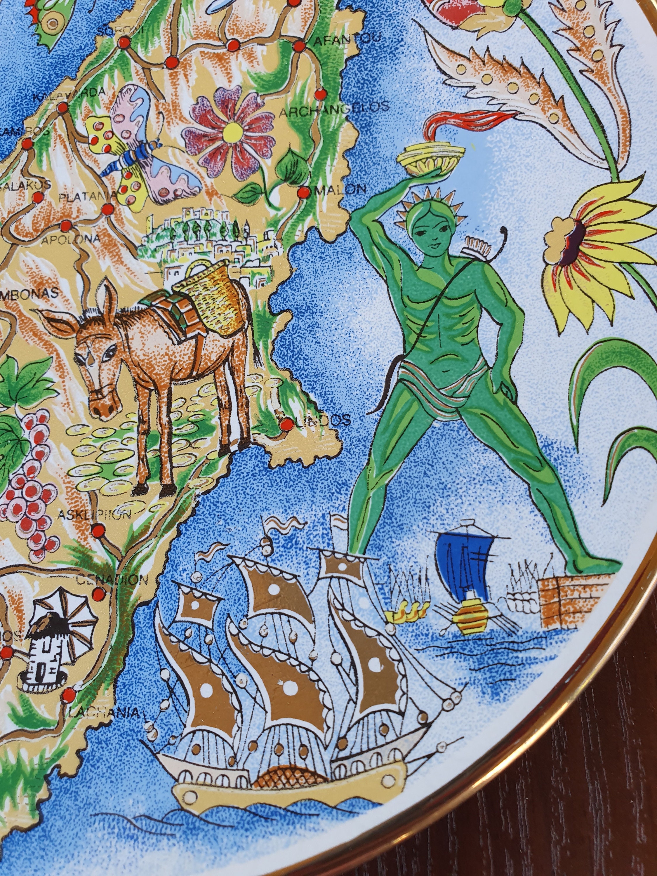 Handmade Greek Rodos 24K Plated Plate Signed by Neofitou - Etsy