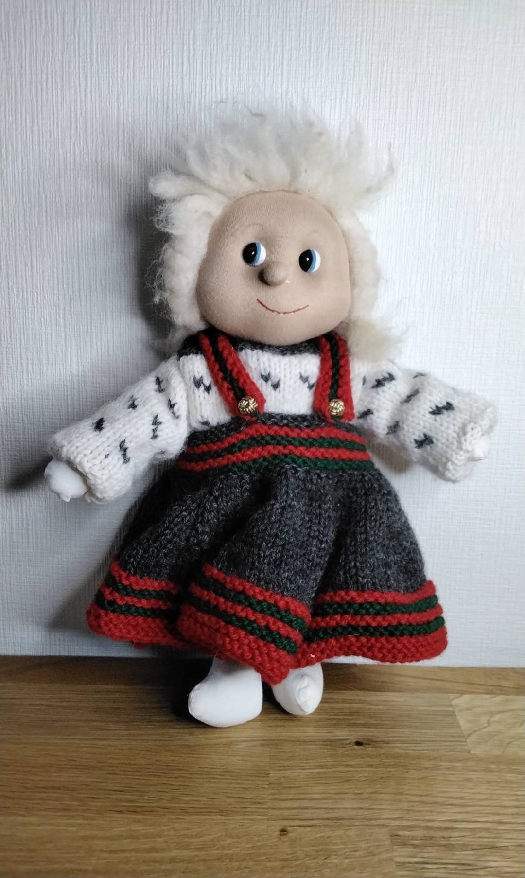 Vintage Norwegian Hand Knitted Doll, 80-s - Etsy