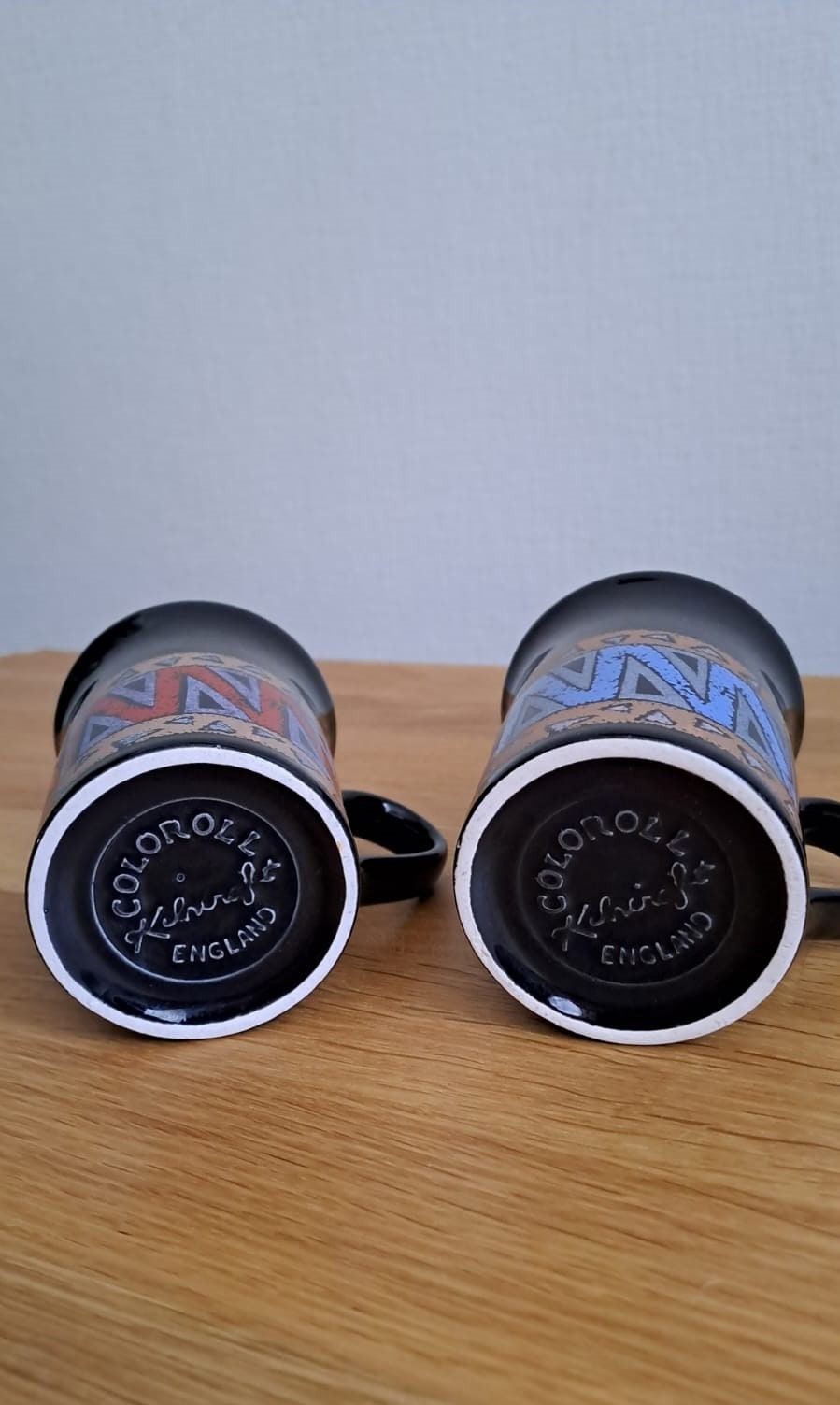 Vintage Coloroll Kilncraft Black Ceramic Mugs With Geometric - Etsy