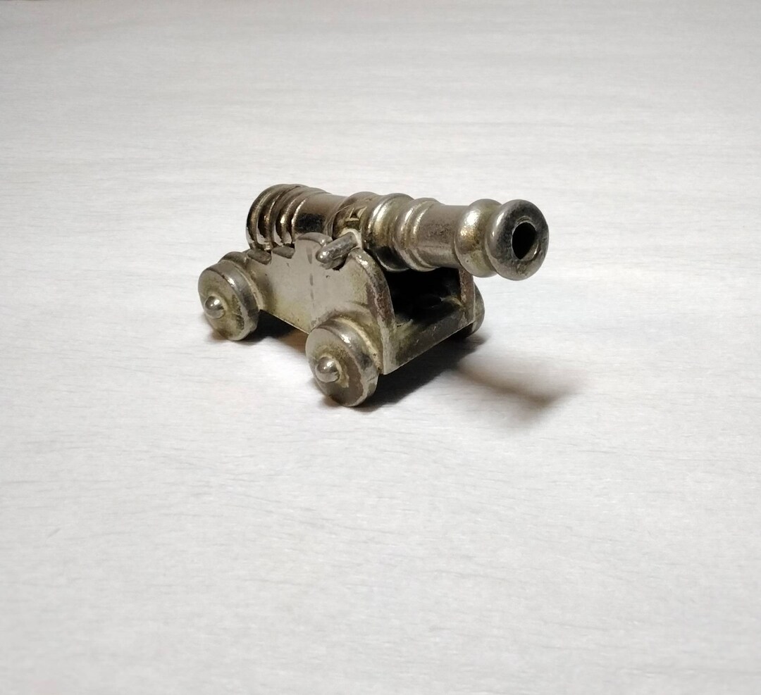 Vintage Collectible Silver Color Metal Cannon, Military Miniature ...