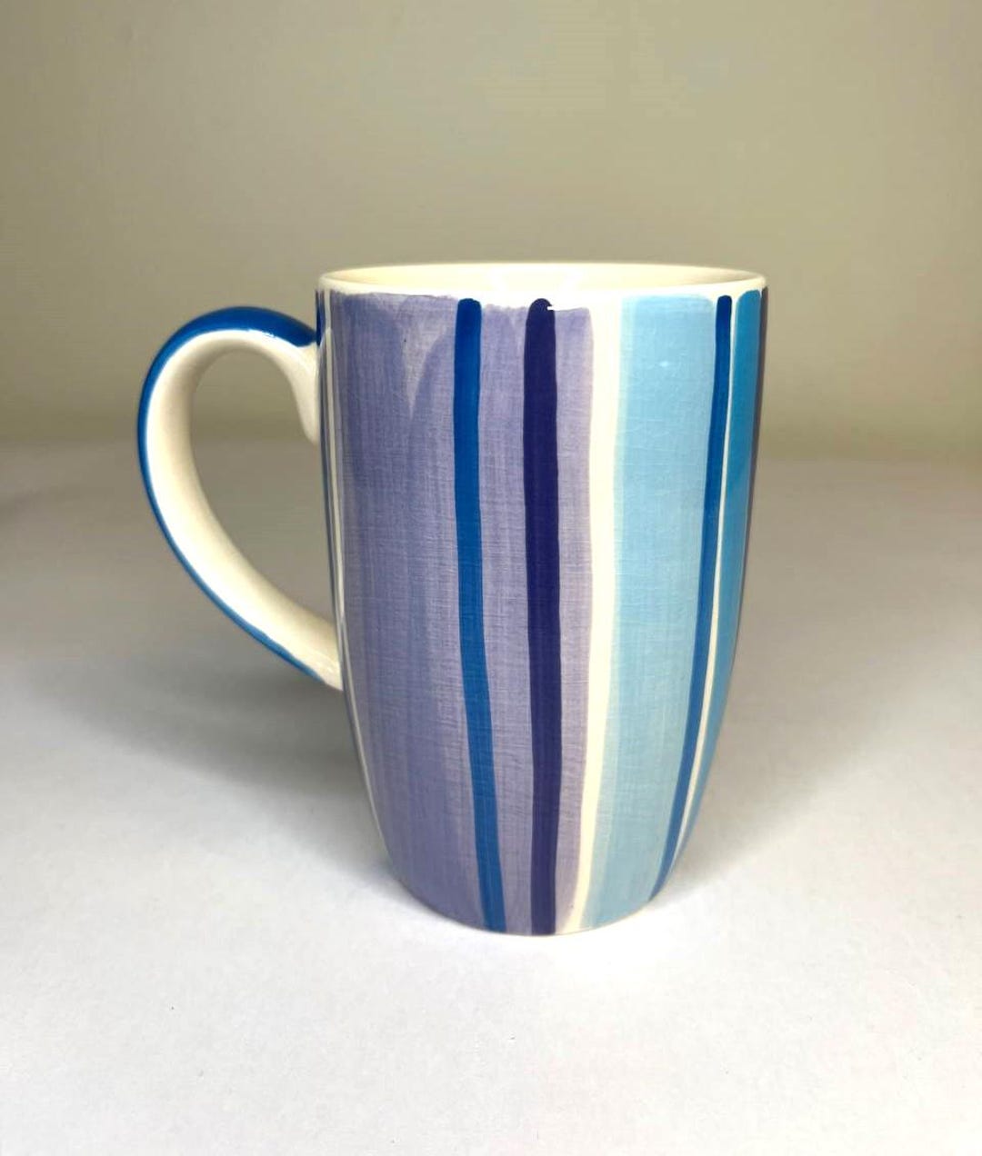 Whittard of Chelsea Blue Violet Stripe Mug, Hand-painted, 4 1/4'' (11 ...